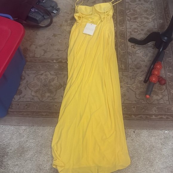 Mac Duggal | Dresses | Mac Duggal Yellow Spaghetti Strap Maxi Sundress ...